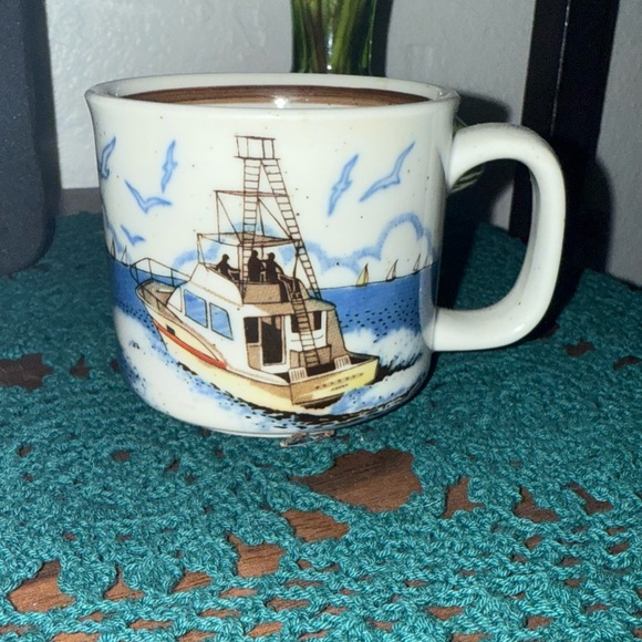 Vintage | Kitchen | Vintage Nautical Boat Mug Blue And White | Poshmark